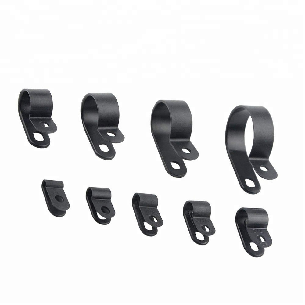 White Nylon R Type Cable Clamp Screw Mount Plastic Clips For Holding Wires